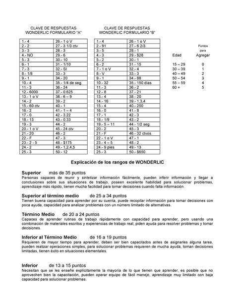 Pdfcoffee Test De Wonderlic Para Preparar Exámenes Laborales Clave