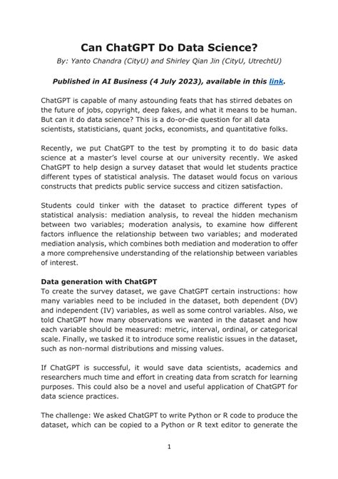 Pdf Can Chatgpt Do Data Science
