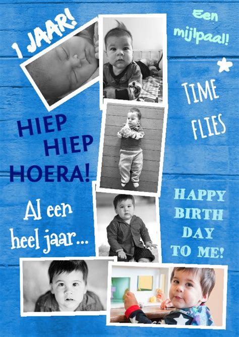 Jongen Feest 1 Jaar Van Fotos Uitnodigingen Kaartje2go