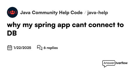 Why My Spring App Cant Connect To Db Java Community Help Code Learn