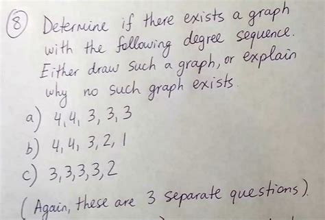 Solved Determine If There Exists A Graph With The Chegg
