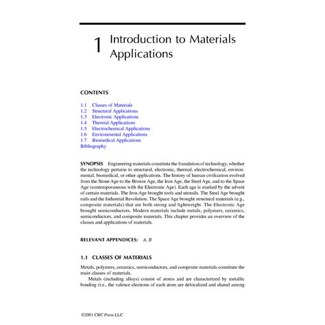 1 Applied Materials Science Introduction To Materials Applications Contents 1 Classes Of