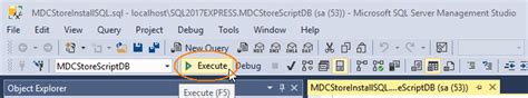 mdcstore™ install database on sql server using the install script