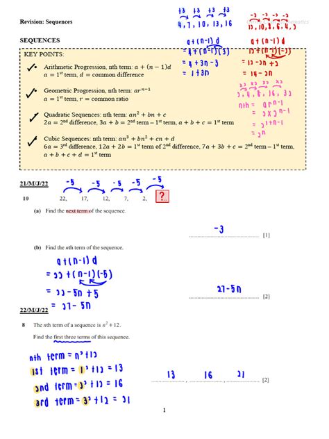 Revision Sequence Answers Pdf Mathematical Structures Mathematics