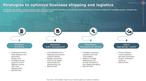 Strategies To Optimize Business Shipping And Logistics Ppt Template