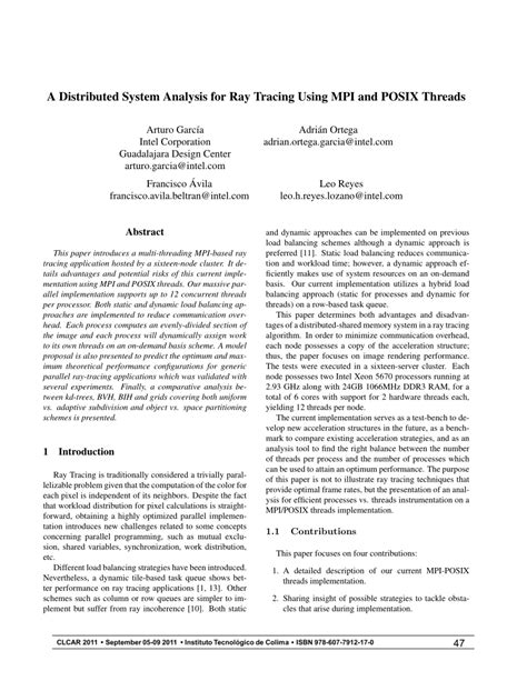 Pdf A Distributed System Analysis For Ray Tracing Using Mpi And Posix