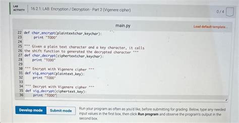 Solved LAB Encryption Decryption Part Vigenere Chegg