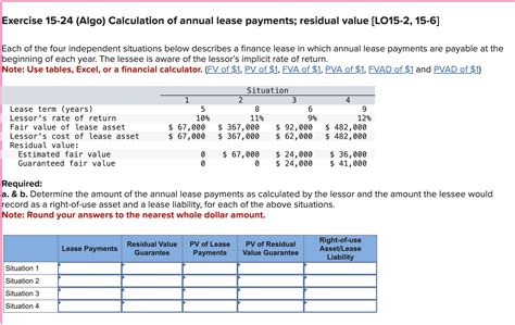 Solved Exercise 15 24 Algo ﻿calculation Of Annual Lease