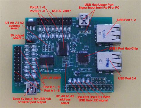 Rs Pi 4 Usb Hub And I2c 23017 X2 32 Bit Gpio Multi Function Board For