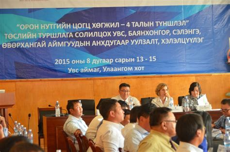 ОРОН НУТГИЙН ЦОГЦ ХӨГЖИЛ 4 ТАЛЫН ТҮНШЛЭЛ УУЛЗАЛТ ХЭЛЭЛЦҮҮЛЭГ БОЛЖ БАЙНА