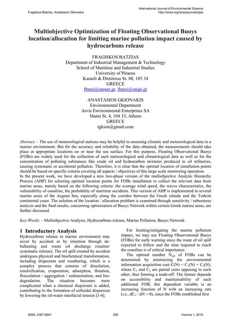 Multiobjective Optimization Of Floating Observational Buoys Location Allocation For Limiting