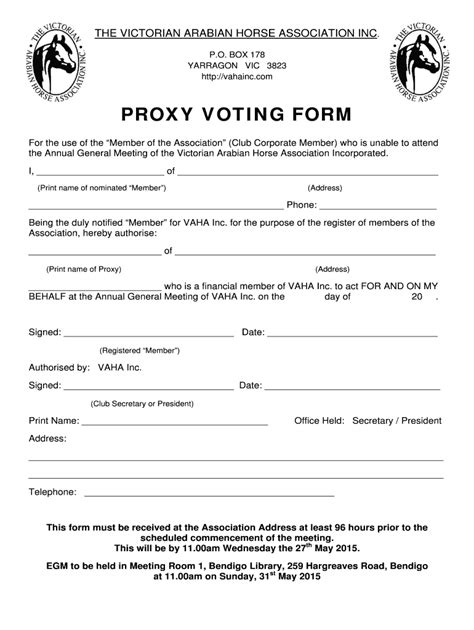 Fillable Online Proxy Voting Form Vahainccom Fax Email Print PdfFiller