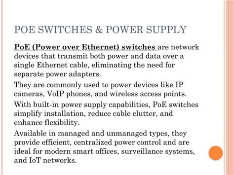 Poe Switches And Efficient Power Supply Ppt