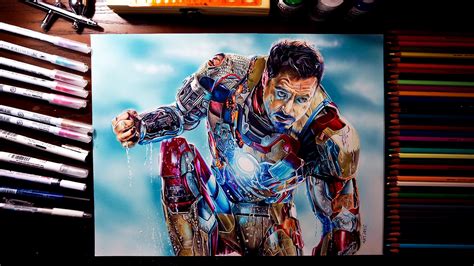 here is a drawing of iron man robert downey jr from marvel comics