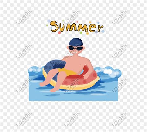여름 해변 소년 수영 Png 일러스트 무료 다운로드 Lovepik