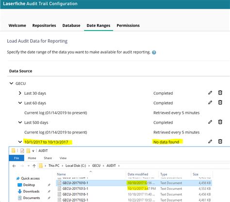Audit Trail Not Loading Audit Data For Reporting Laserfiche Answers