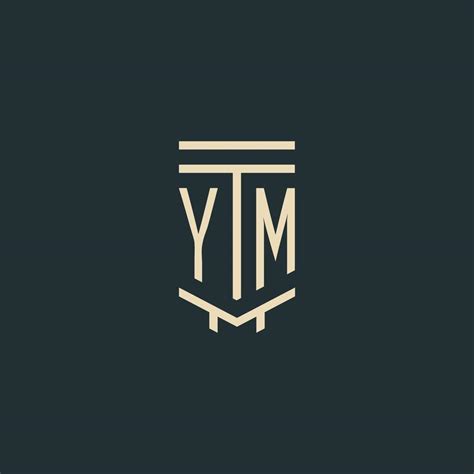 Ym Initial Monogram With Simple Line Art Pillar Logo Designs 11488354