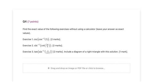 Solved Find The Exact Value Of The Following Exercises Chegg Com