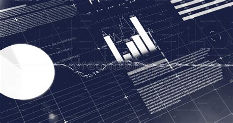 Image Of Statistical Data Processing Over Grid Network Against Blue Background Stock