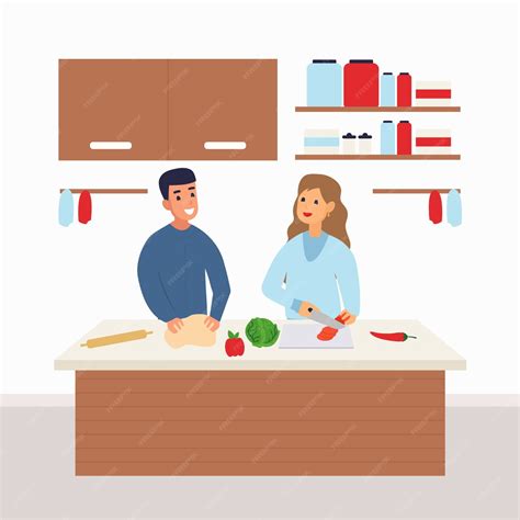 함께 요리하는 사람들 무료 벡터