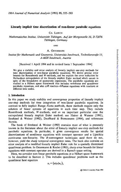 Pdf Linearly Implicit Time Discretization Of Non Linear Parabolic Equations Dokumentips