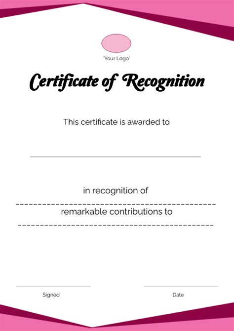 Plantilla De White Futuristic Cerificate Of Recognition A4 Postermywall