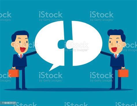 음성 버블과의 비즈니스 커뮤니케이션 개념 비즈니스 창조 아이디어 벡터 일러스트 레이션 협력 플랫 만화 캐릭터 스타일 디자인 개념에 대한 스톡 벡터 아트 및 기타 이미지