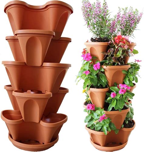 5 Tier Stacking Planters Strawberry Herb And Vegetable Planter