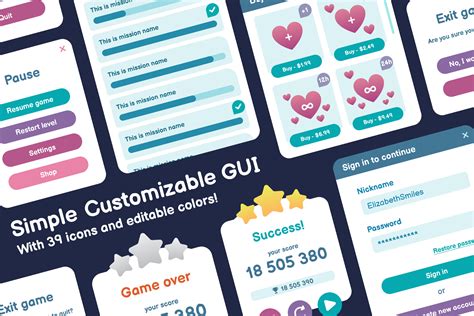 Simple Customizable Flat Gui 2d 아이콘 Unity Asset Store