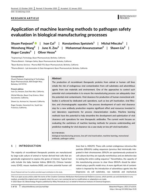Pdf Application Of Machine Learning Methods To Pathogen Safety