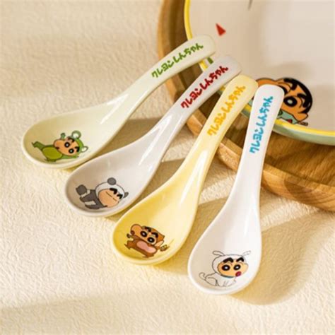 갓수 짱구 스푼 4종 세트 우동 캐릭터 도자기 짱구는못말려 식기 위시버킷