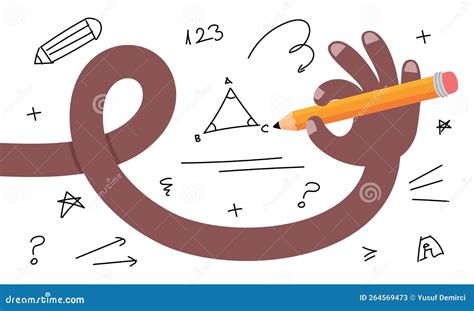 Flat Drawing Of A Conceptual Hand Writing Stock Illustration
