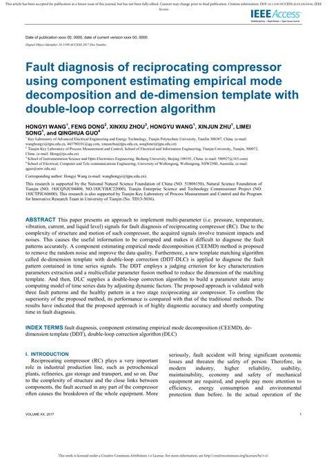 Pdf Fault Diagnosis Of Reciprocating Compressor Using Component