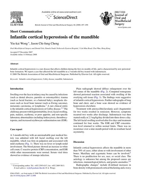 Pdf Infantile Cortical Hyperostosis Of The Mandible