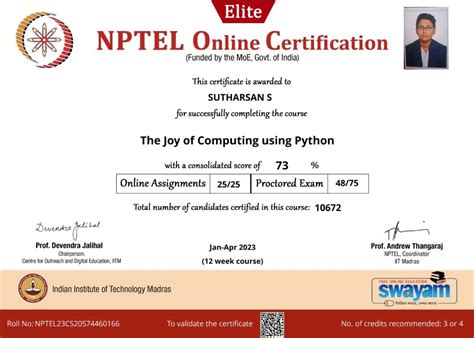 Sutharsan S On Linkedin Python Nptel Computing Share