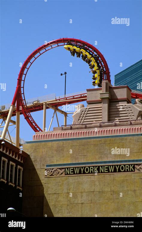 A Roller Coaster Roars Across The Skyline At New York New York Hotel