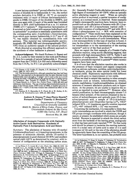 Pdf Alkylation Of Aromatic Compounds With Optically Active Lactic