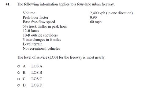 Pe Transportation Depth Ncees Example Test Question Rpeexam