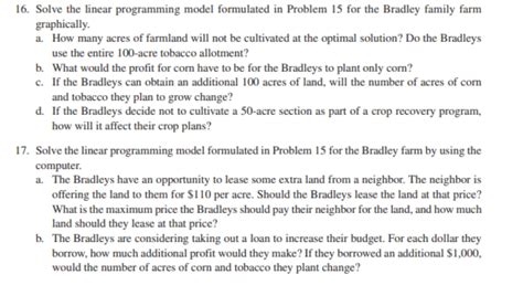 Solved 16 Solve The Linear Programming Model Formulated In
