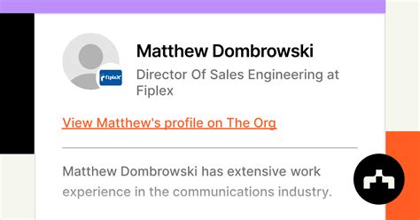 Matthew Dombrowski Director Of Sales Engineering At Fiplex The Org