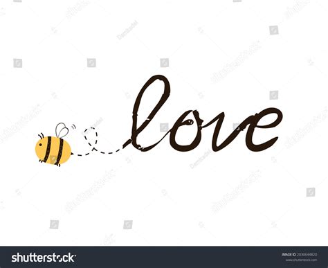 Bee Cartoon Icon Hand Written Font Stock Vector Royalty Free