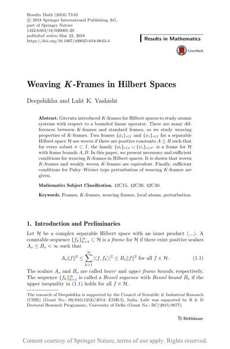 Weaving K Frames In Hilbert Spaces Request Pdf