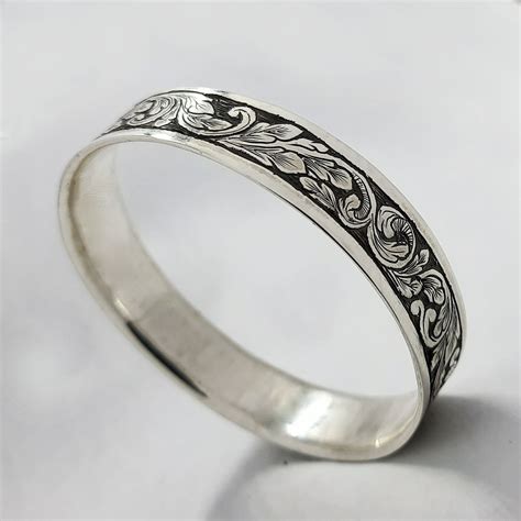 Silver Hand Engraved Cock Ring “floral Essence” Athumani Jewellery