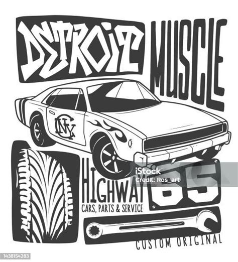 디트로이트 클래식 미국 머슬카 수리 서비스 타이포그래피 인쇄 스포츠 카에 대한 스톡 벡터 아트 및 기타 이미지 스포츠 카 차 고풍스런 Istock