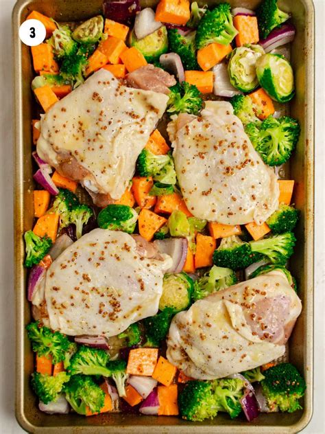 Oven Baked Chicken Thighs With Roasted Vegetables Walking On Sunshine