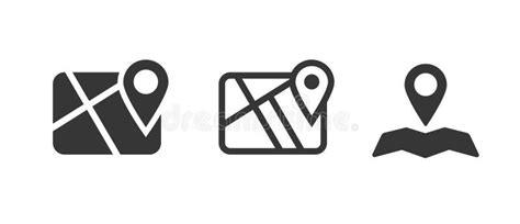 City Map Icon Pin Pointer Vector Pictogram Simple Minimal Graphic Illustration Set Street Road