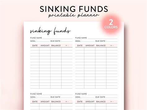 Sinking Funds Tracker Printable Sinking Funds Tracker Sheet Sink Funds