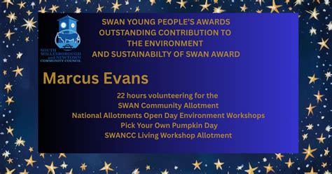 Swan Young Persons Award Winner Marcus Evans Outstanding Contribution To The Environment And
