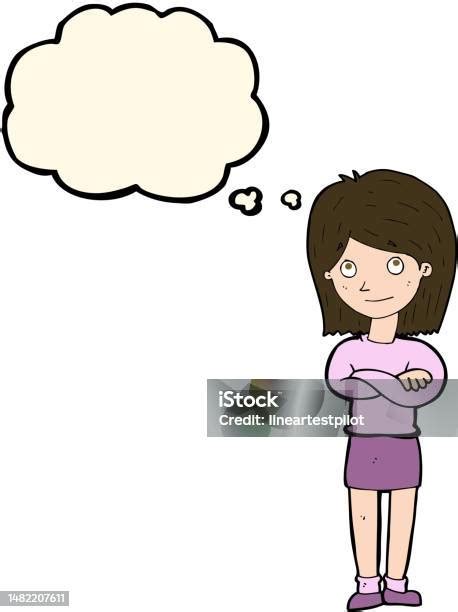 말풍선이 있는 친근하다 여자아이 롤링 아이즈 만화 캐릭터 소녀에 대한 스톡 벡터 아트 및 기타 이미지 소녀 굴리기 낙서