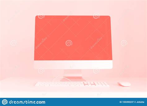 Keyboard Mouse Computer Display With Black Blank Screen Front View Designer Workspace On